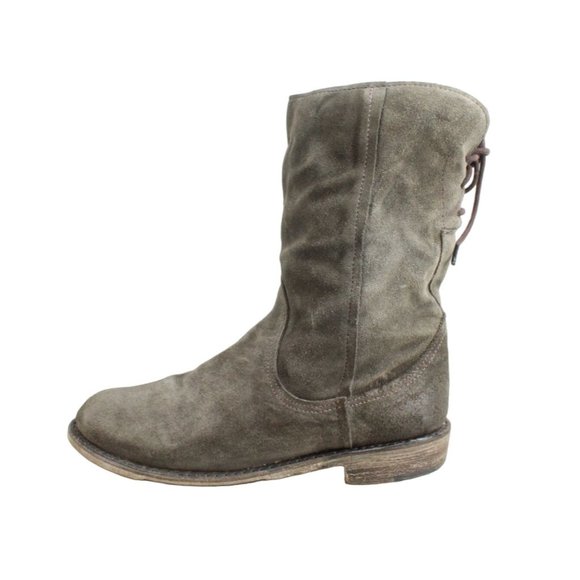 Vintage | Shoes | Vintage Olive Green Suede Slouchy Back Lace Up Mid ...